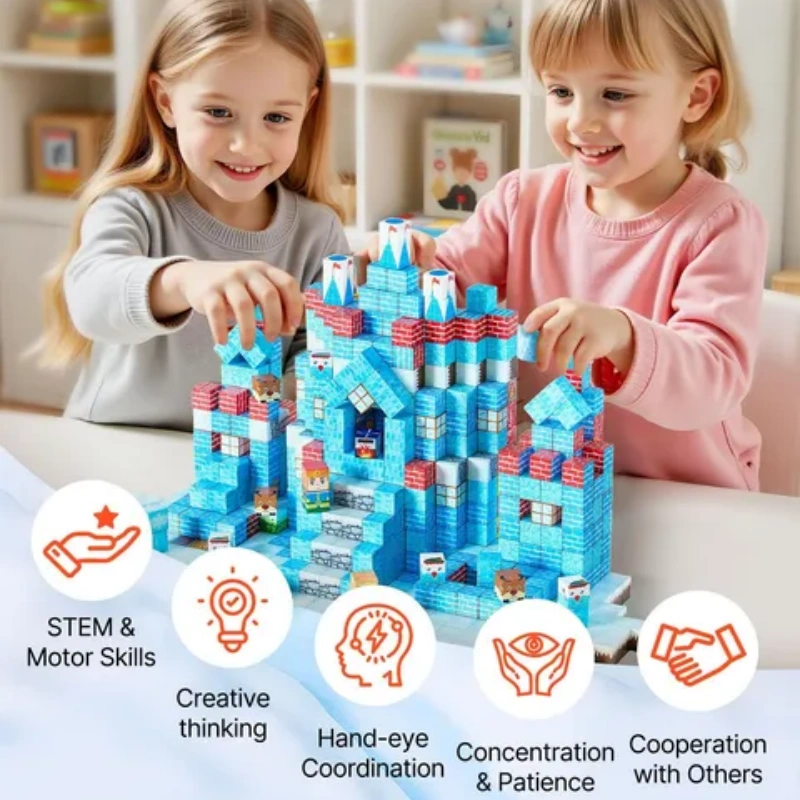Magnetic Blocks 150 PCS Glacier Castle Set STEM Montessori Sensory Toys ...
